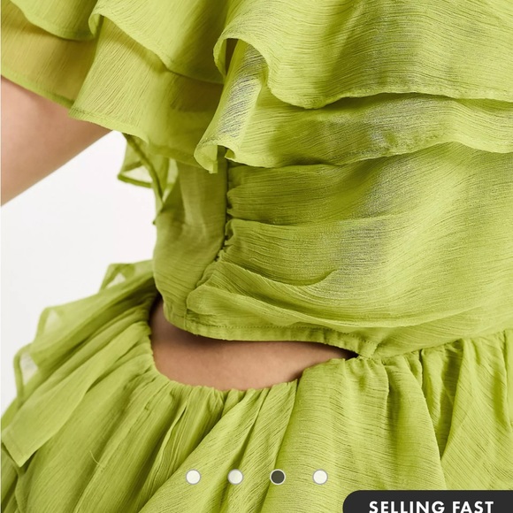 ASOS Curve | Dresses | Asos Green Off The Shoulder Ruffle Cutout Dress ...